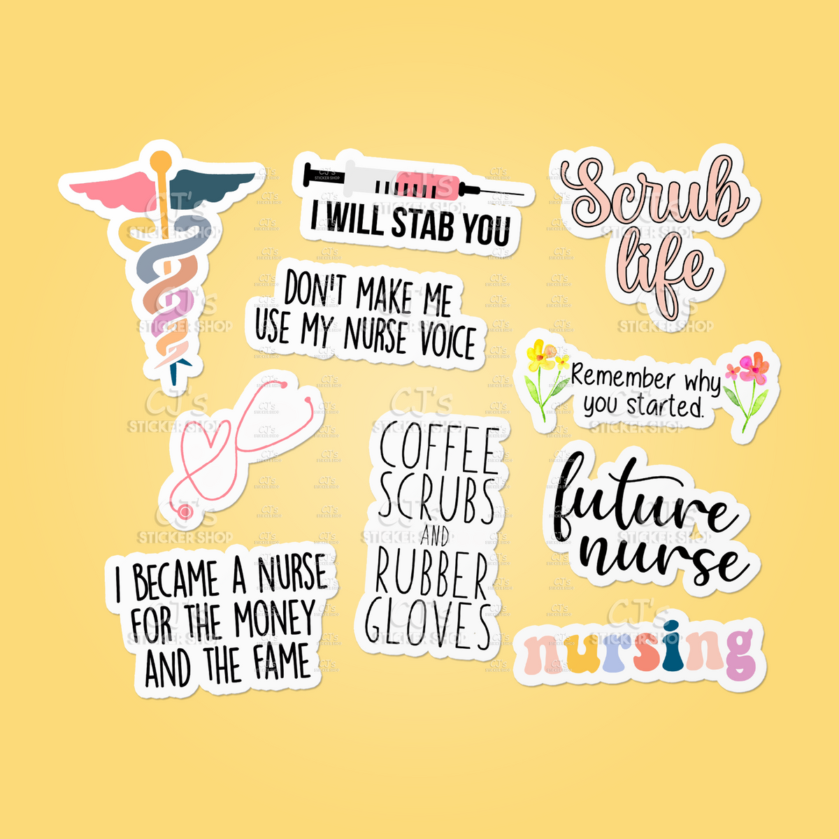 Nurse Sticker Pack – CJ's Sticker Shop